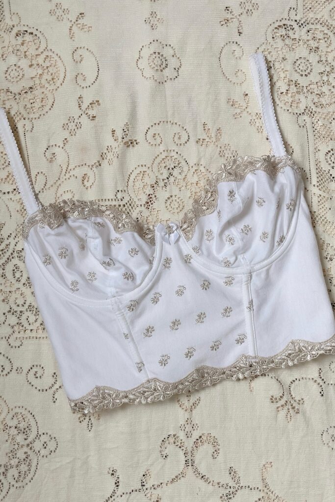 Romantic White Cotton Corset Bustier (34B/32C) - dirati.