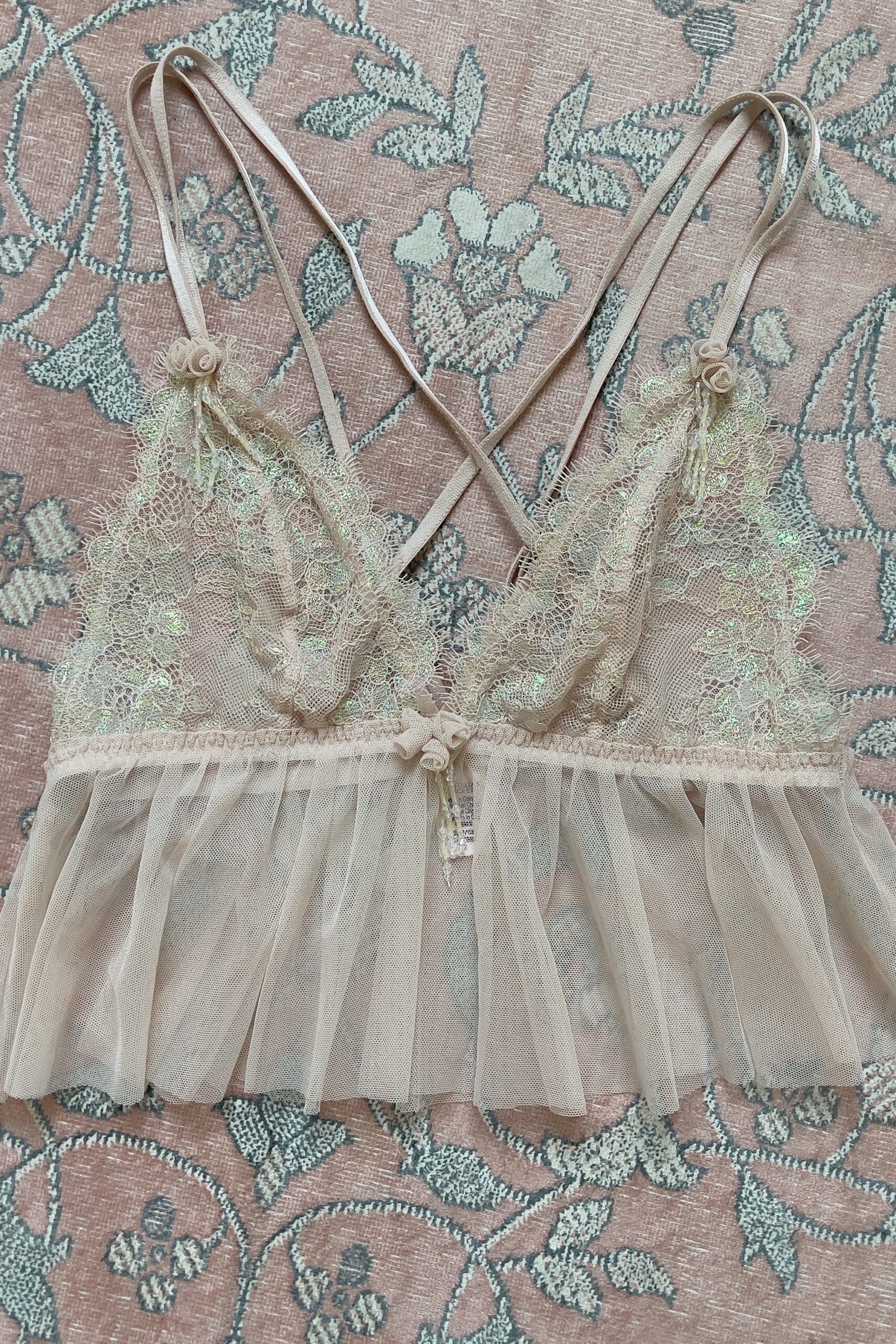 Romantic Nude Lace Mesh Sheer Camisole XS S Dirati Romantic Nude Lace Mesh Sheer Camisole XS S Dirati